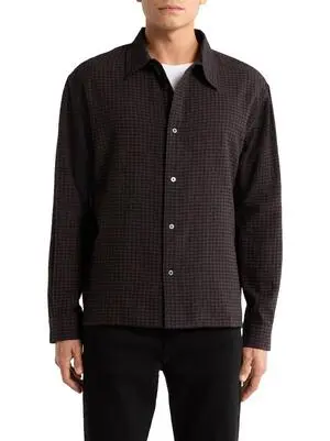 FRAME Check Cotton & Wool Button-up Shirt - Navy Check