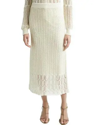 JIL SANDER Cotton Crochet Midi Skirt - Eggshell