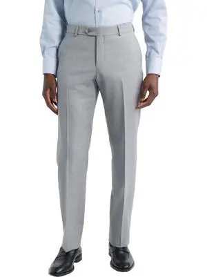 Berle Flat-front Super 120s Wool Dress Pants - Light Grey