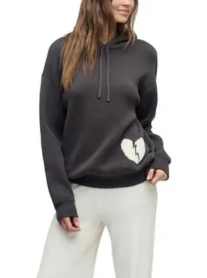 Barefoot Dreams Cozychic® Heartbreaker Cotton Graphic Hoodie - Carbon-pearl