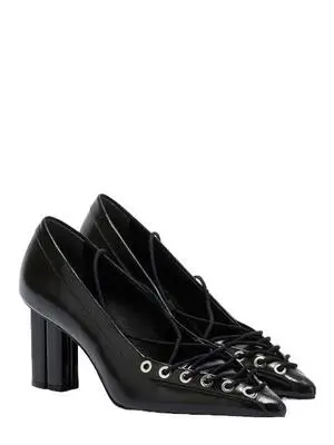 GANNI Lace-up Pointed Toe Pumps - Black