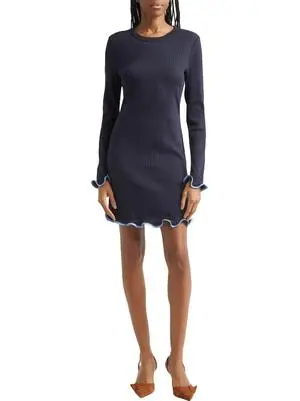 Veronica Beard Baranova Long Sleeve Minidress - Navy