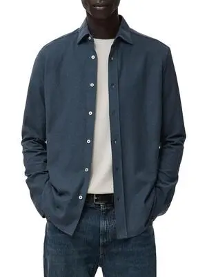 Mango Slim Fit Cotton Piqué Button-up Shirt - Blue