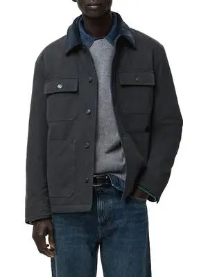 Mango Cotton Corduroy Collar Jacket - Charcoal