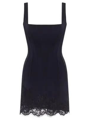 MILLA Corset Mini Dress With Lace Hem - Black