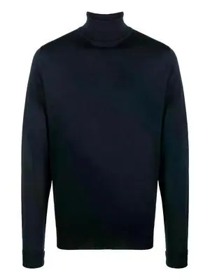 John Smedley Merino Wool Roll-neck Jumper - Blue