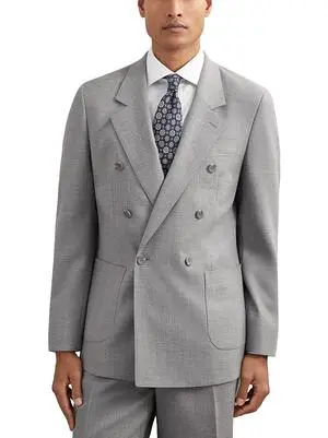 REISS Double Breasted Notched Blazer - Soft Grey