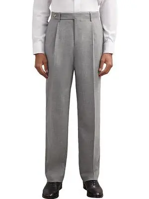 REISS Wool Mixer Tailored Fit Trousers - Soft Grey