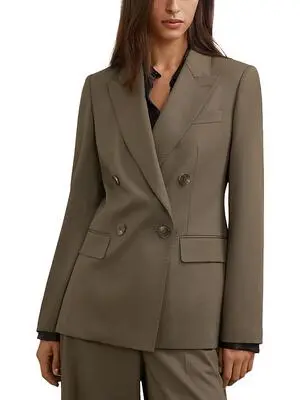 REISS Solene Double Breasted Blazer - Green