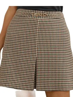 REISS Beatrix Mini Skirt - Neutral Chocolate