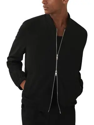 REISS Sante Textured Bomber Jacket - Black