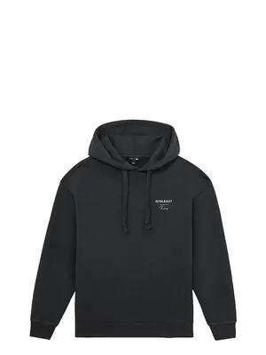 REISS Battu Oversized Heavyweight Embroidered Hoodie - Washed Black