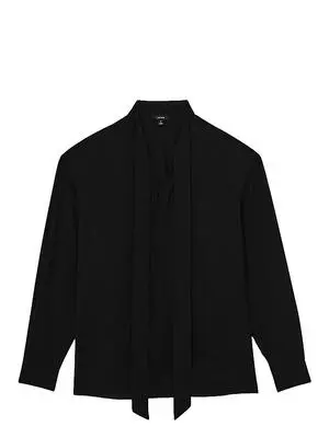REISS Forte Relaxed Neck Tie Wool Shirt - Black