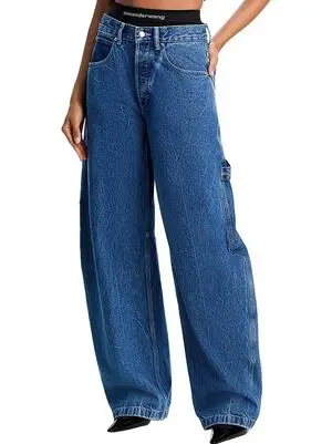 Alexander Wang Prestyled High Rise Oversized Jeans - Deep Blue