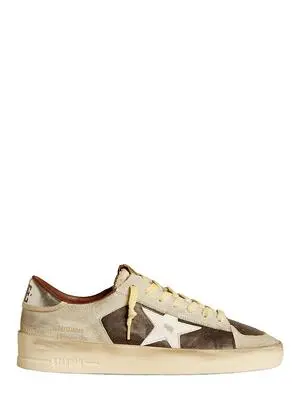 GOLDEN GOOSE Stardan Leather And Suede Sneakers Ice Blue White
