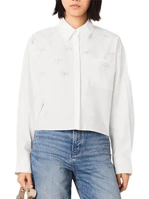 Maje Embellished Cropped Shirt - White