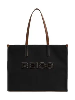 REISS Lola Logo Tote - Black