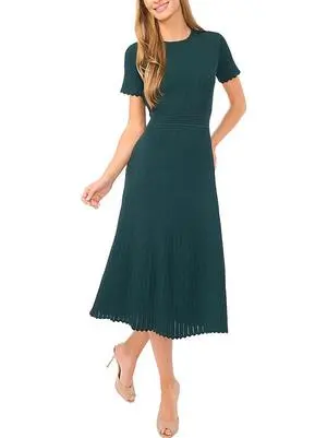 Ted Baker London Short Sleeve Crew Neck Midi Dress - Midnight Teal
