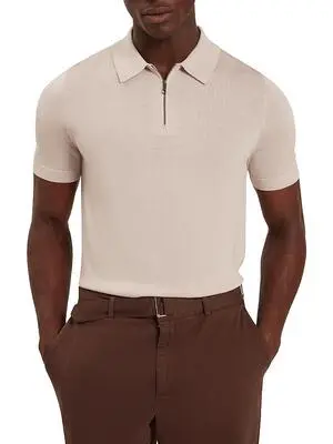 Ted Baker London Givrans Quarter Zip Polo Shirt - Ecru