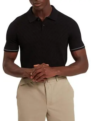 Ted Baker London Chapal Chevron Stitch Polo Shirt - Black