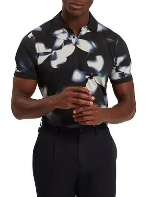 Ted Baker London Longbri Short Sleeve Floral Polo Shirt - Navy