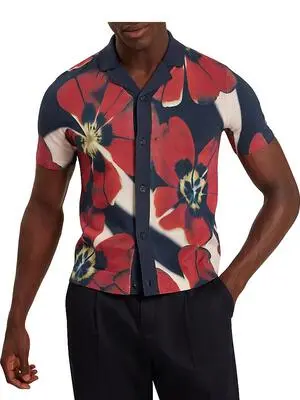 Ted Baker London Wyric Printed Short Sleeve Button Front Shirt - Multicolor