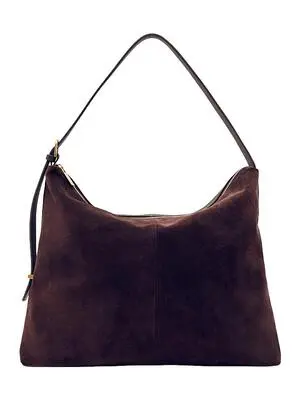 REISS Suede And Grain Leather Tote - Burgundy
