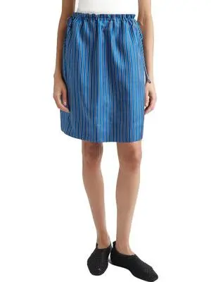 TOTEME Striped Silk Miniskirt - Blue/navy