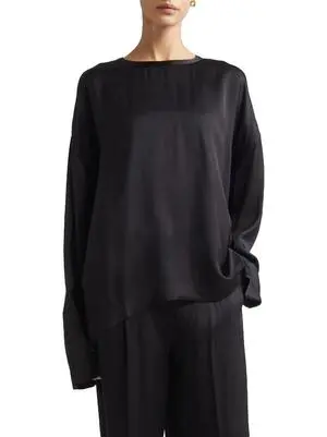 TOTEME Boxy Satin Top - Black