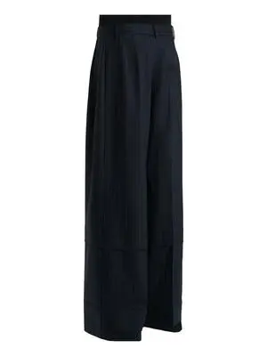 Khaite Linden Pinstripe Pleated Wide Leg Trousers - Navy/white