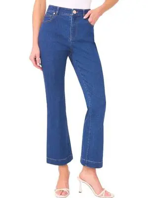 CECE DUPRAZ High-rise Flare Leg Ankle Jeans - Rivera Blue