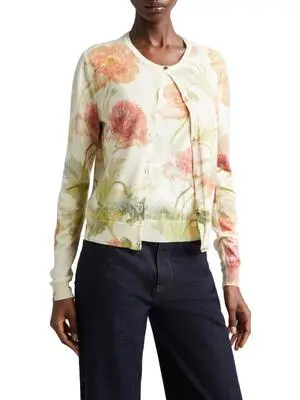 CAROLINA HERRERA Poppy Print Silk & Cotton Cardigan