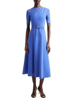 Carolina Herrera Belted Crepe Midi Dress - Bluebell
