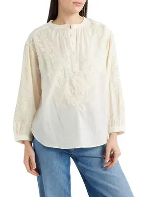 VINCE CAMUTO Lace-Trimmed Blouse