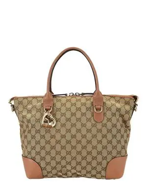 Gucci Original GG Heart Bit Zip Tote Beige