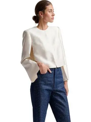 MALINA Ruthie Cropped Long Sleeve Blouse - Ivory