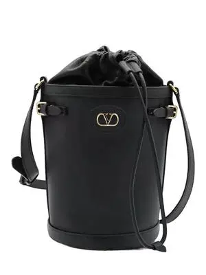 Valentino Garavani Logo-buckle Bucket Bag - Black
