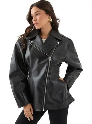 MISSPAP Faux Leather Biker Jacket - Black
