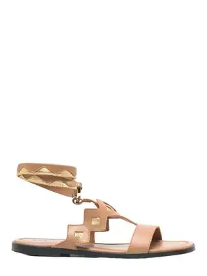 DI GAIA Jane Cutout Studded Sandals - Brown