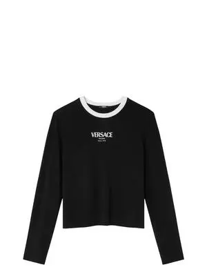 Versace Logo-detail Long-sleeve Top - Black