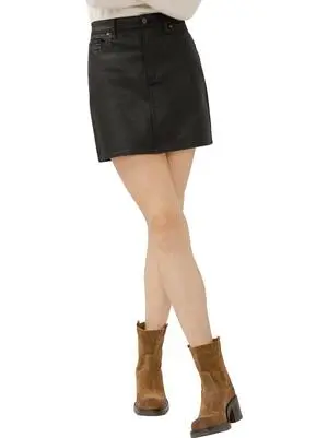 SILVER JEANS CO. Coated Denim Miniskirt - Black