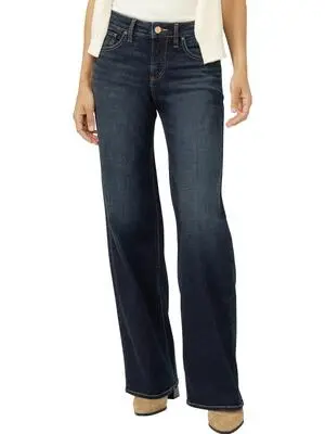 SILVER JEANS CO. Suki Curvy Mid Rise Wide Leg Jeans - Hollen