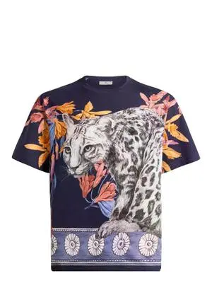 Etro Placed-print Cotton T-shirt - Blue