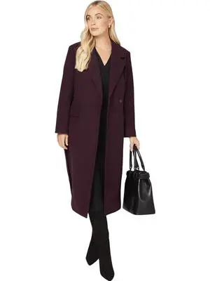 WALLIS Petite Longline Belted Coat - Berry
