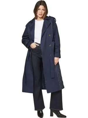 WALLIS Padded Belted Trench Coat - Navy