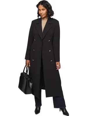 WALLIS Double Crepe Trench Coat - Black