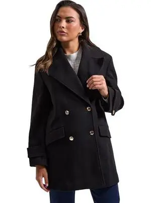 WALLIS Mid-length Double Breasted Coat - Black