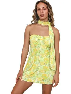 DIPPIN DAISY'S Strapless Mini Dress With Scarf - Lime Mojito