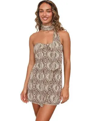 DIPPIN DAISY'S Strapless Mini Dress With Scarf - Safari
