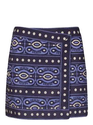 Johanna Ortiz Hunting Roots Mini Wrap Skirt - Navy